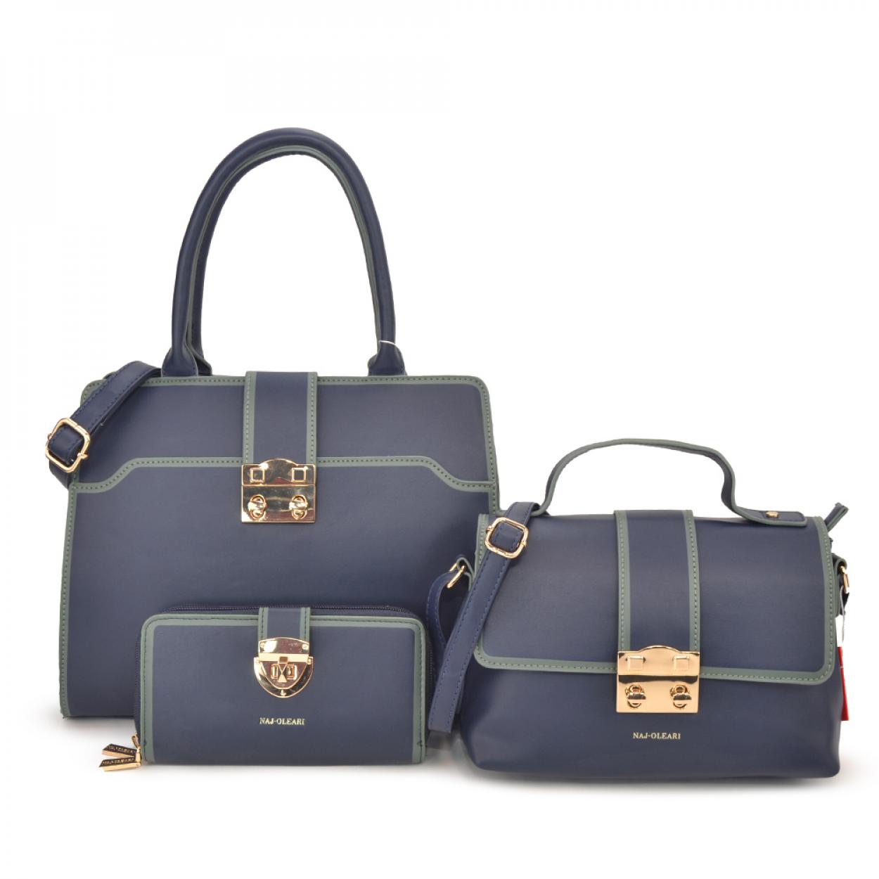 61958/SETLIN BL SET 3pz BAULETTO/BORSA/PF 2zip BLU 41233 - NAJ OLEARI ...